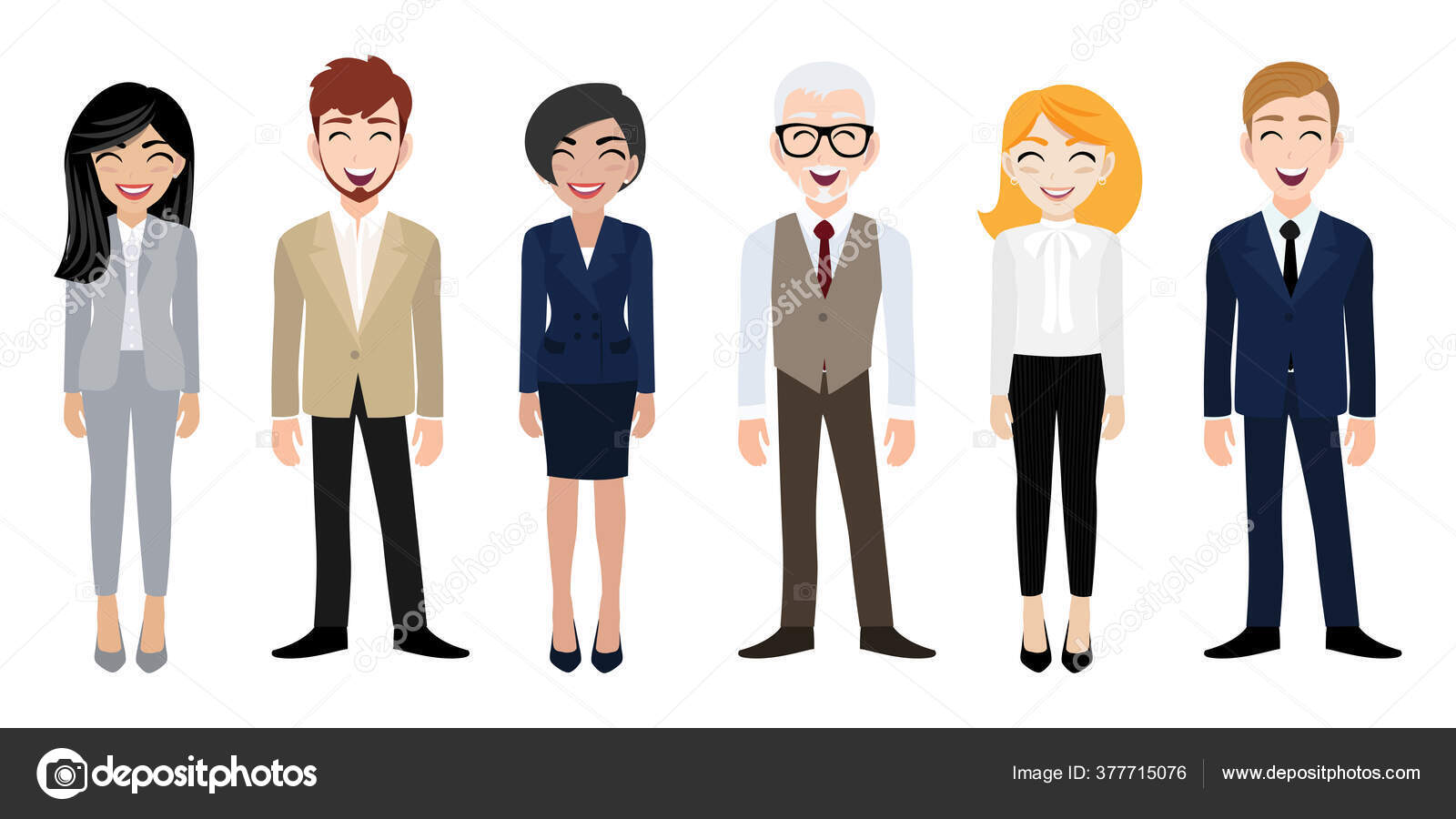 Lugar Trabajo Feliz Con Hombres Mujeres Sonrientes Personaje Dibujos ...