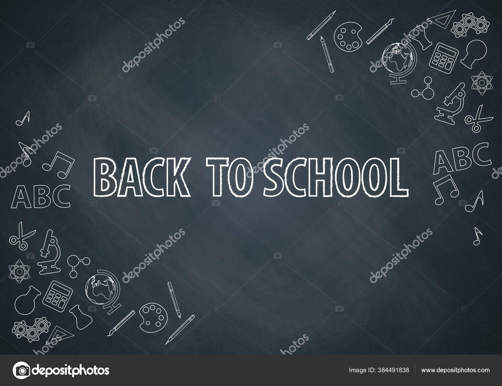 Back School Welcome School Chalkboard Background Vector Stock Vector ...