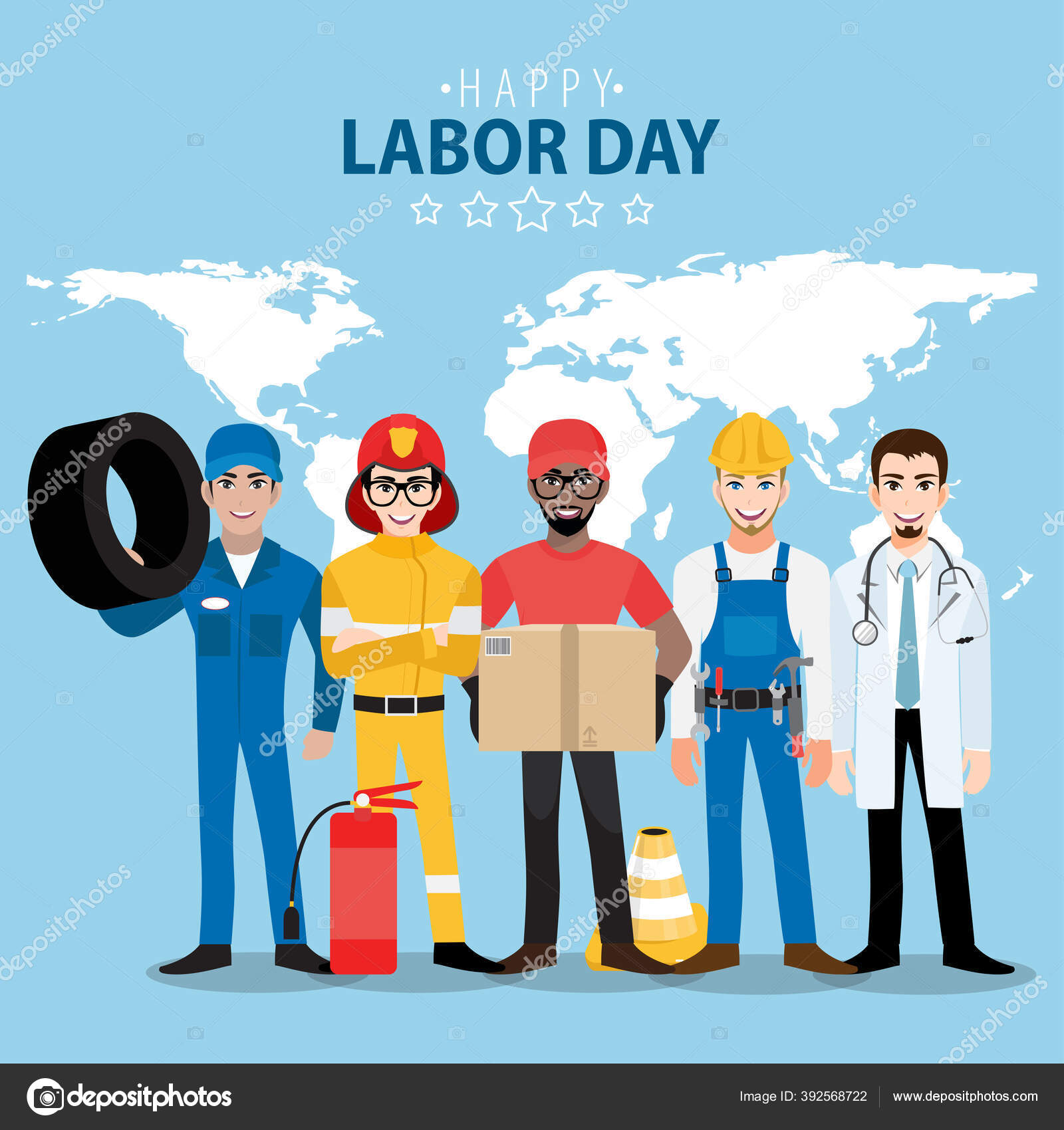 Cartoon Character Professional Worker Labor Day Festival Design Vector ...