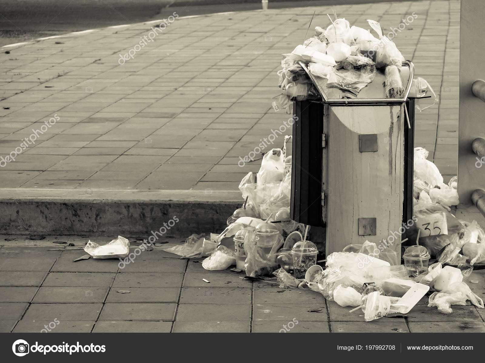 Bin Full Garbage Problem Waste Garbage Management Concept Stock Photo ...