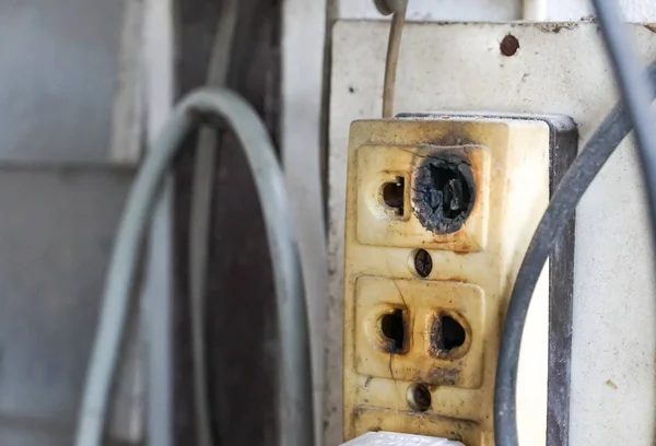 Electrical Outlet Burnt Damaged Electricity Safety House Stock Photo by ...