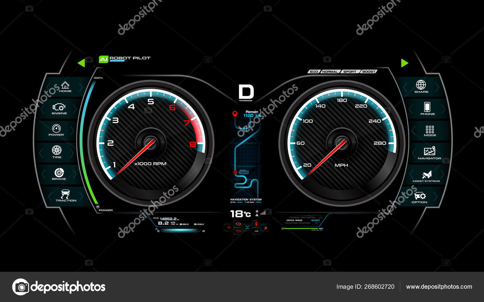 Car dash board vector illustration eps 10 007 Stock Vector by ...
