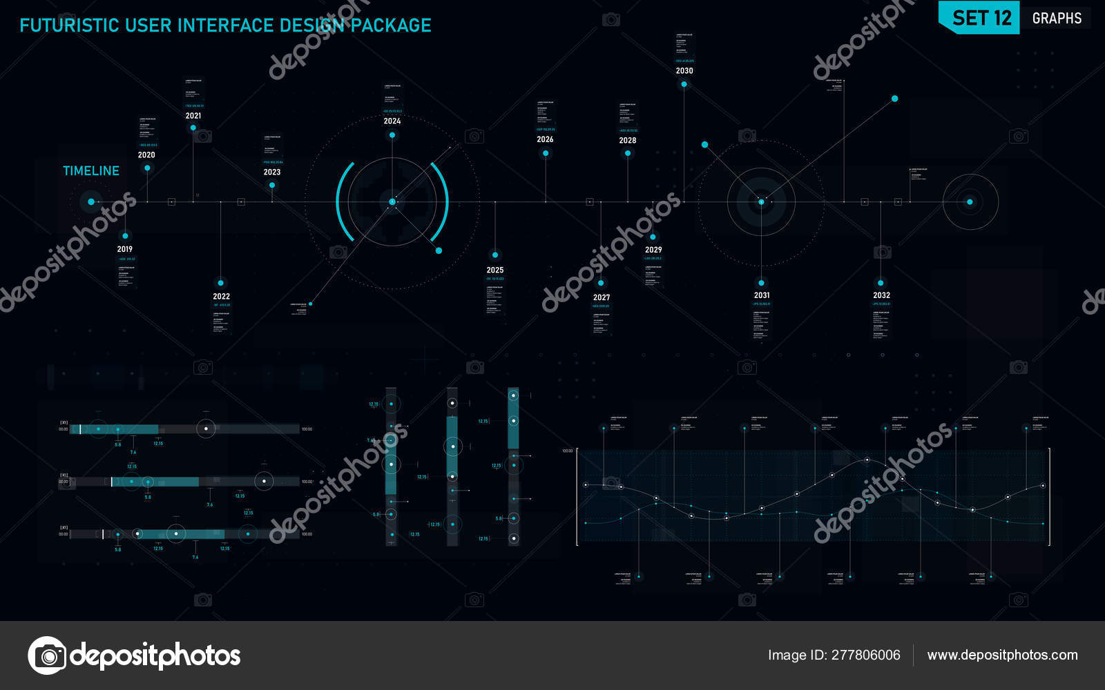 Futuristic user interface design element set 12 Stock Vector by ...