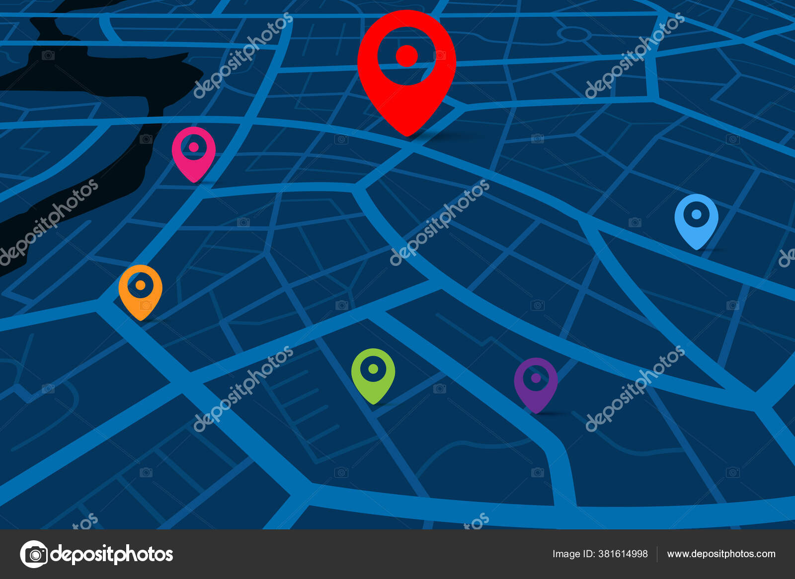 Isometric Map Destination Location Point Aerial Clean Top View Day ...