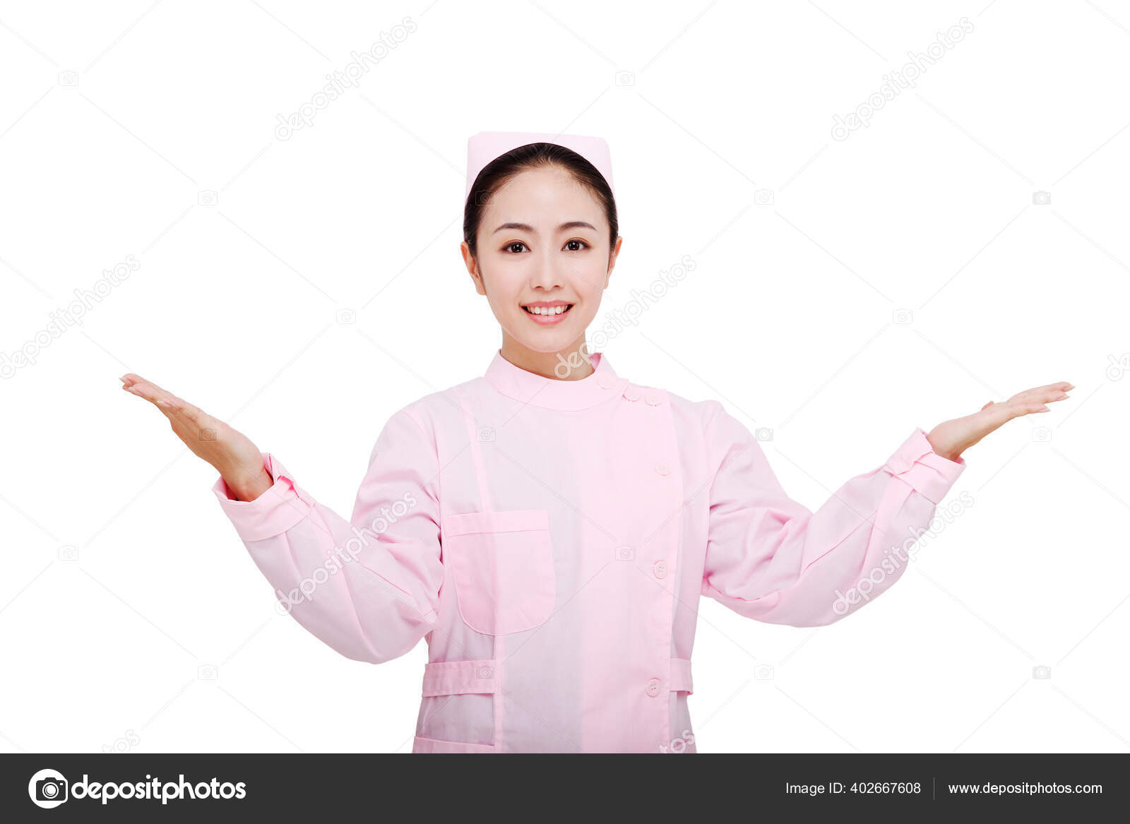 Young Nurse Made Welcome Gesture — Stock Photo © eastfenceimage #402667608