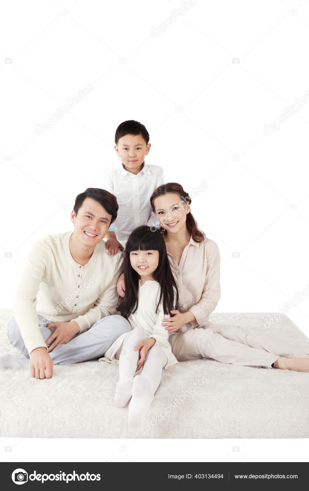Happy Family White Background — Stock Photo © eastfenceimage #403134494