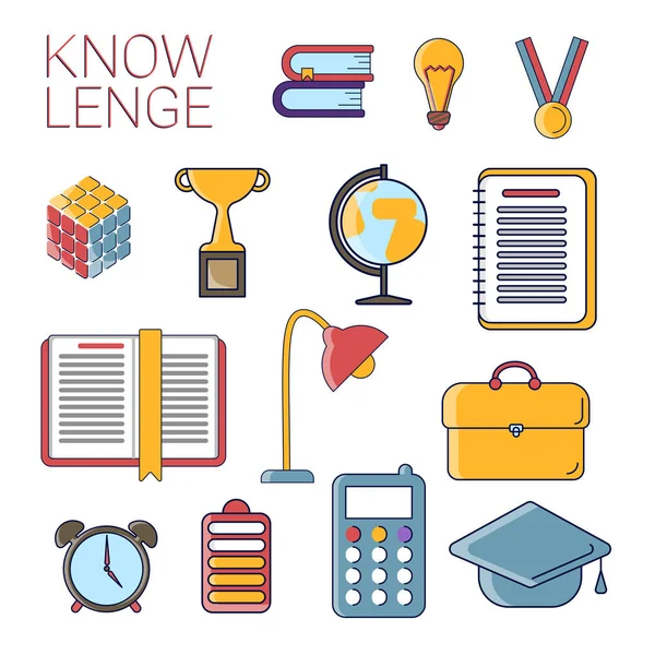 Conjunto de escuela y universidad vector educativo iconos planos ...