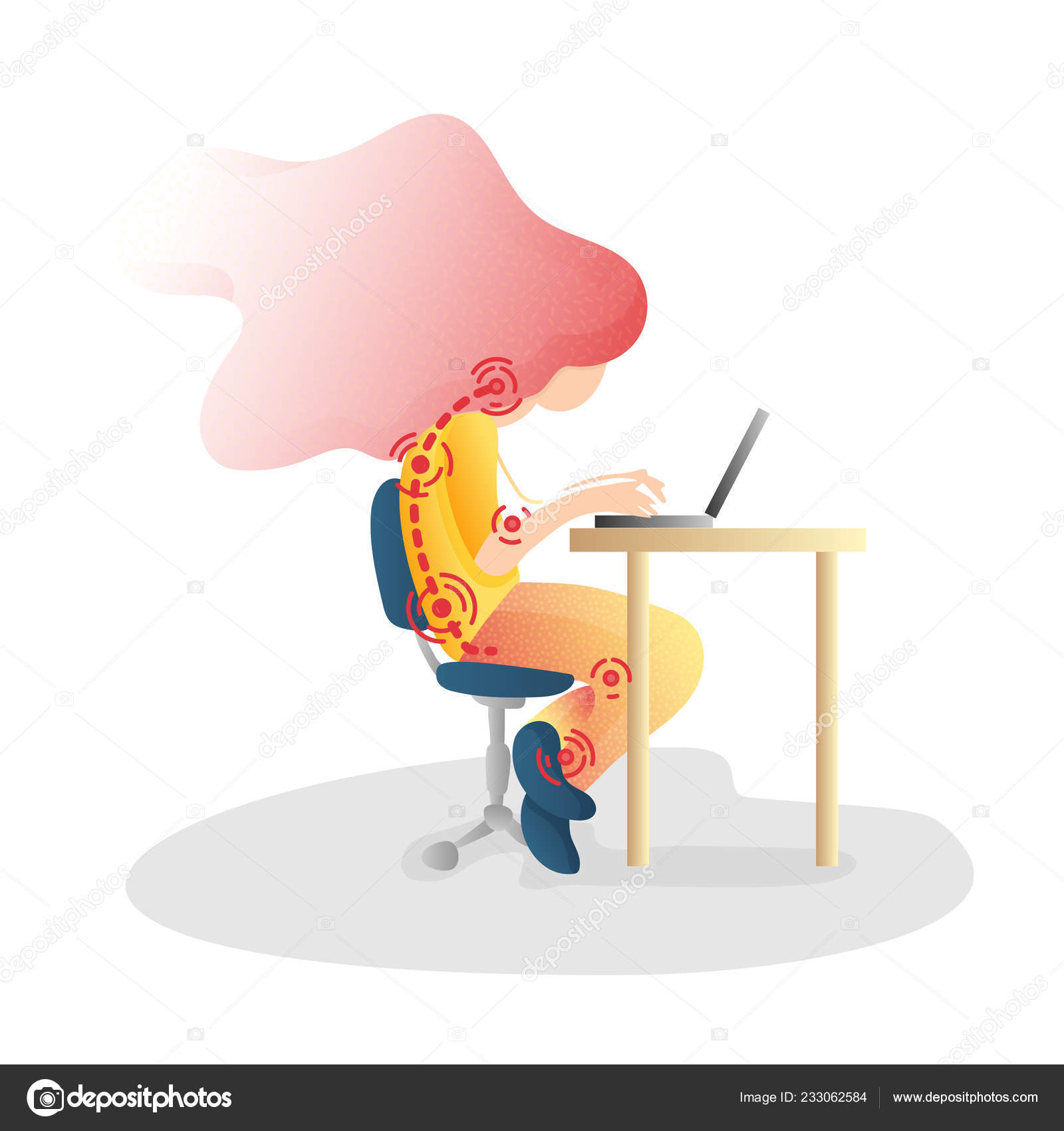 Ergonomic, wrong inorrect sitting Spine Posture. Healthy Back and ...