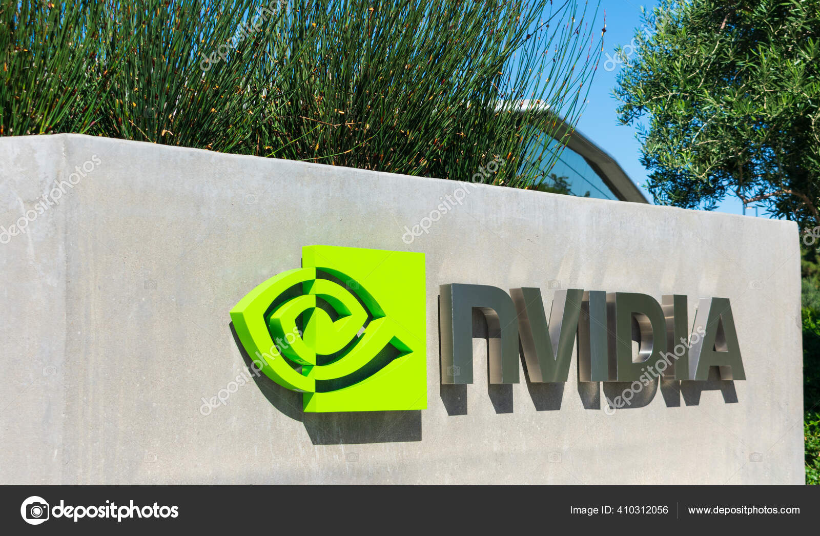 Nvidia Logo Sign Company Headquarters Silicon Valley High Tech Hub ...