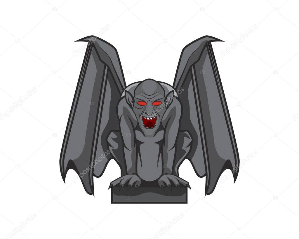 Gárgola detallada con vector de ilustración de postura sentada 2023