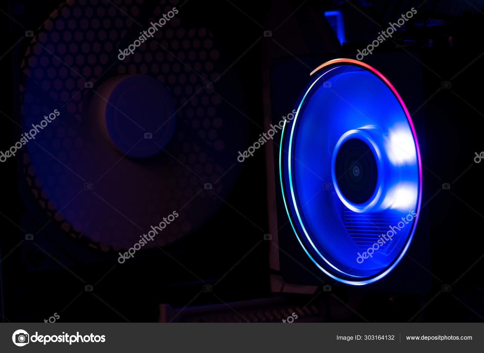 Cooler of processor with neon light. LED Light, CPU Cooler. — Stock ...