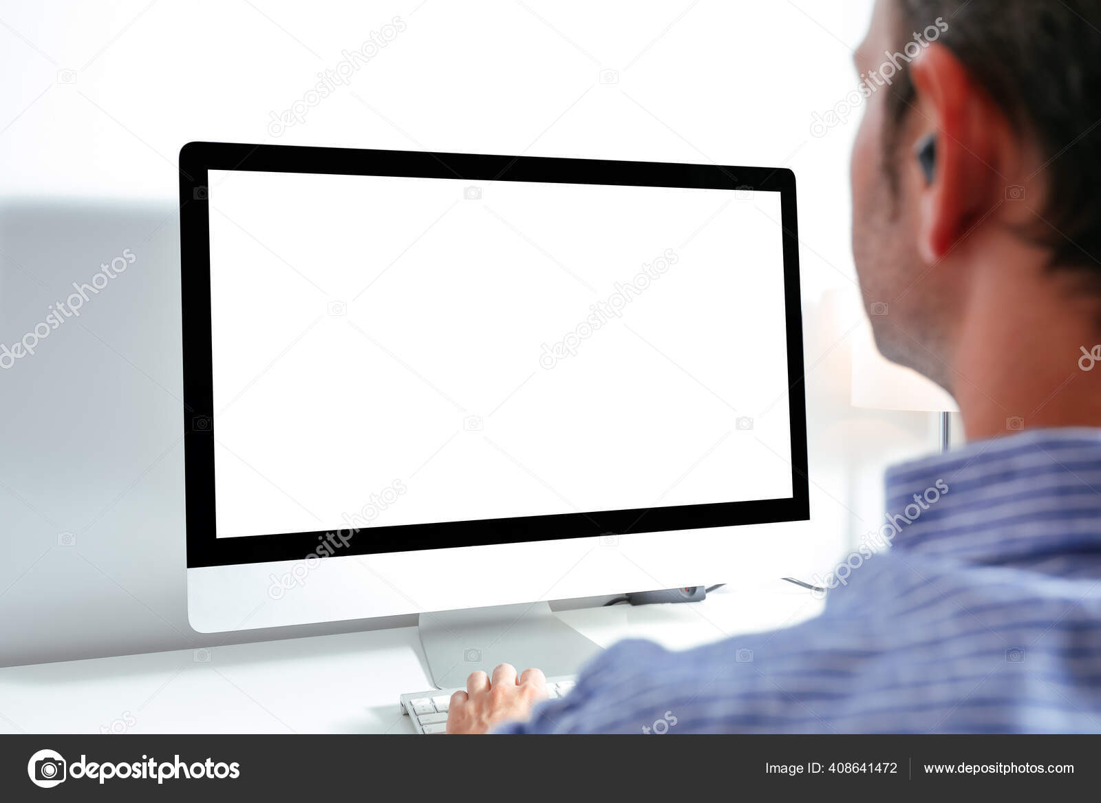 Person At Computer Back