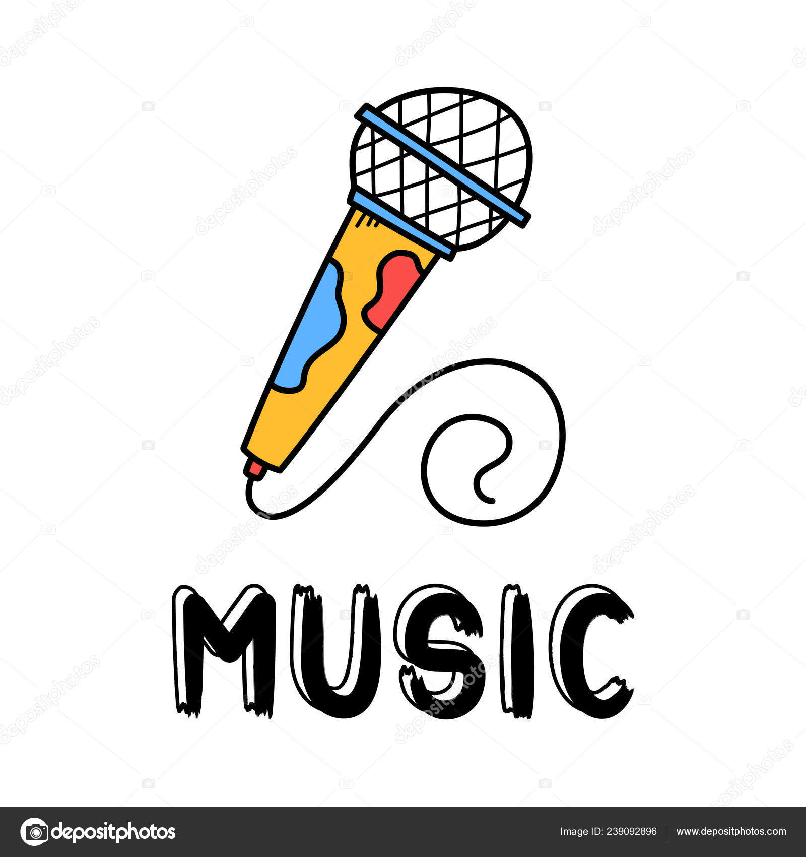 Icono Micrófono Dibujado Mano Estilo Doodle Para Diseño Con Letras ...