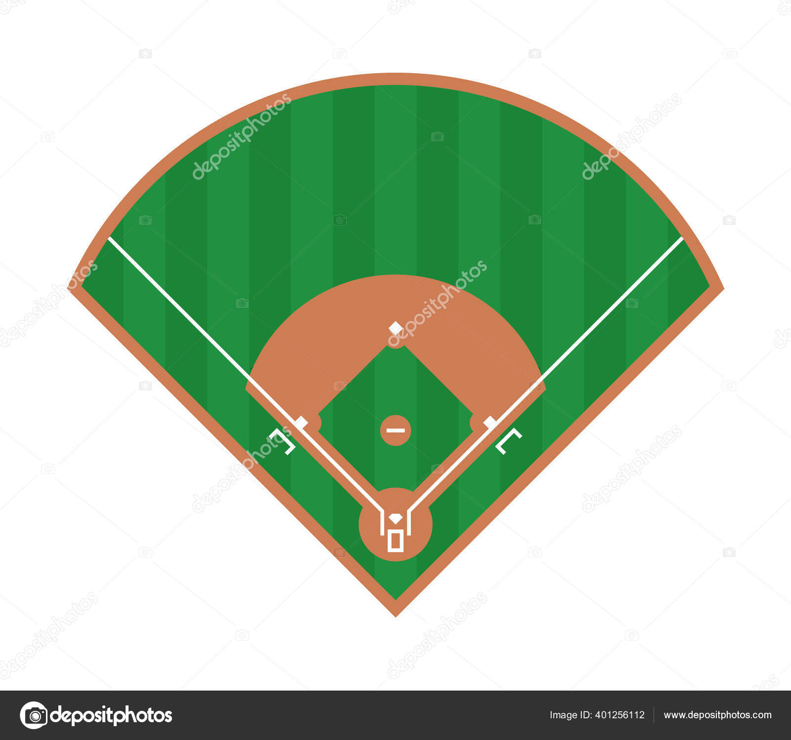 Baseball Field Icon Flat Illustration Baseball Field Vector Design Top ...