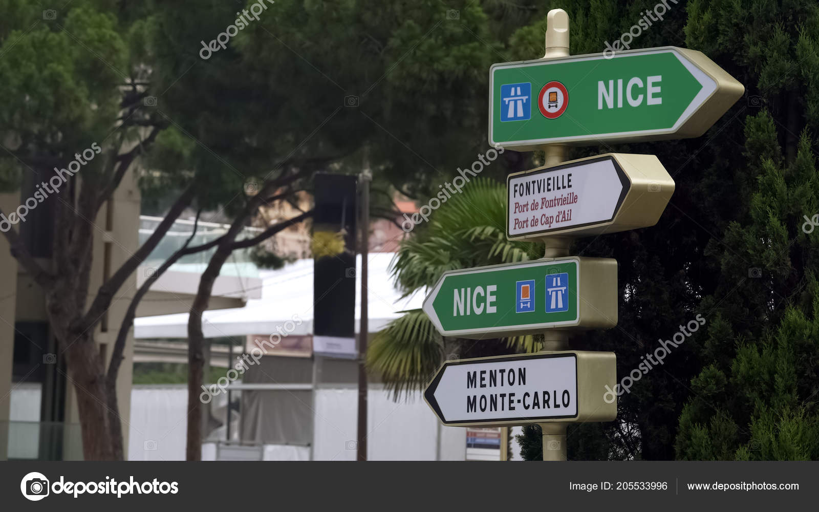Road Sign Monaco Indicating Direction Nice Menton Road Trip Europe ...