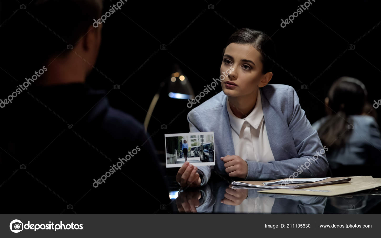 Investigation Officer Showing Murder Suspect Victim Photo Police ...