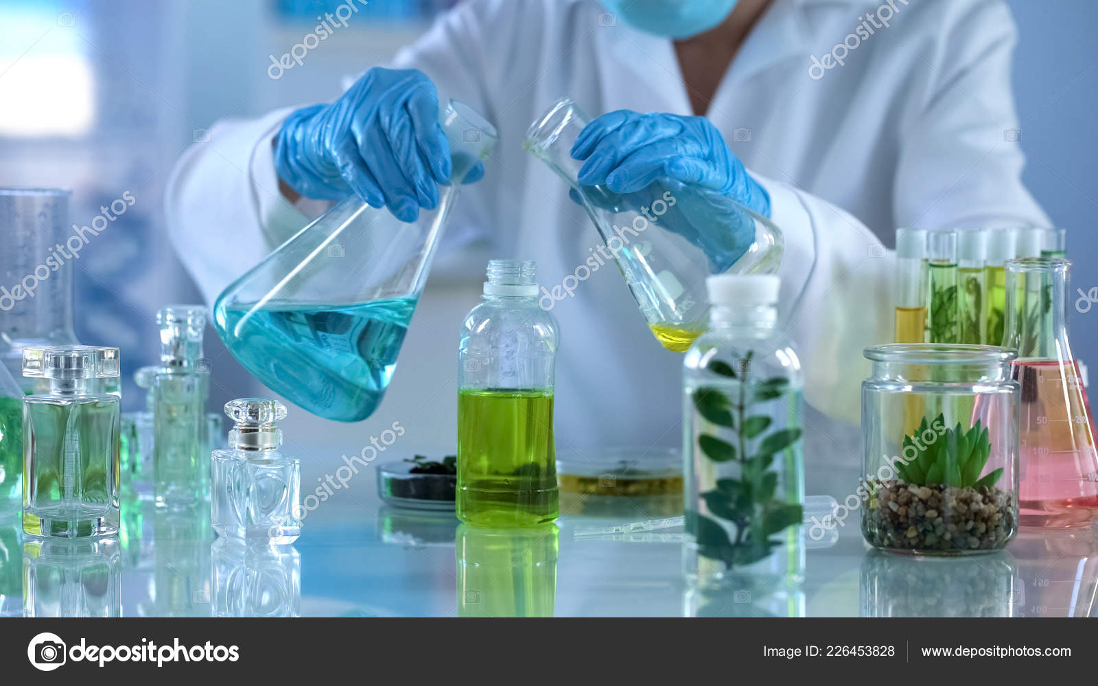 Scientist Preparing Liquid Experiments Testing New Mixture Aromatherapy ...