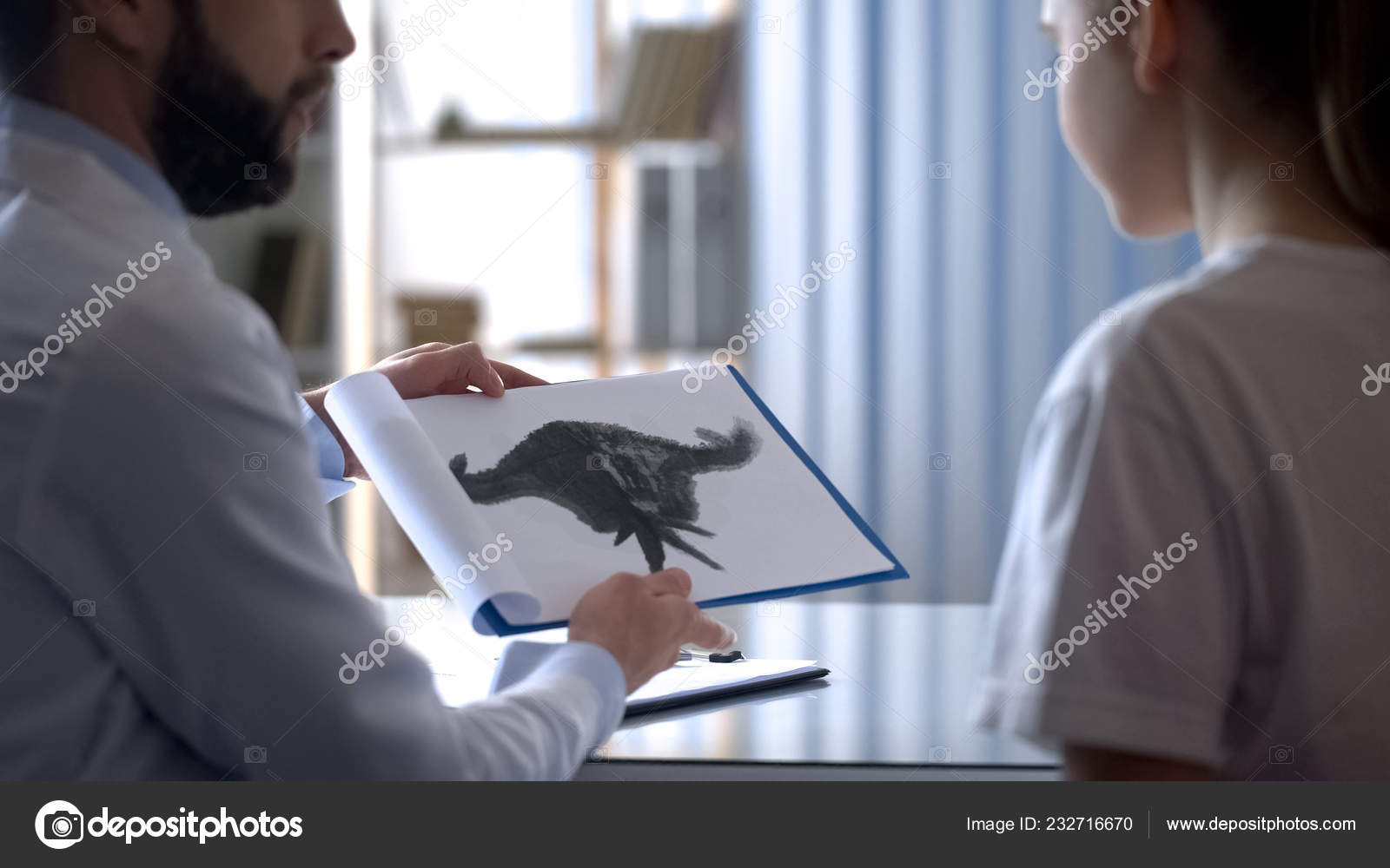 Psychotherapist Showing Paintings Rorschach Test Young Girl Health ...