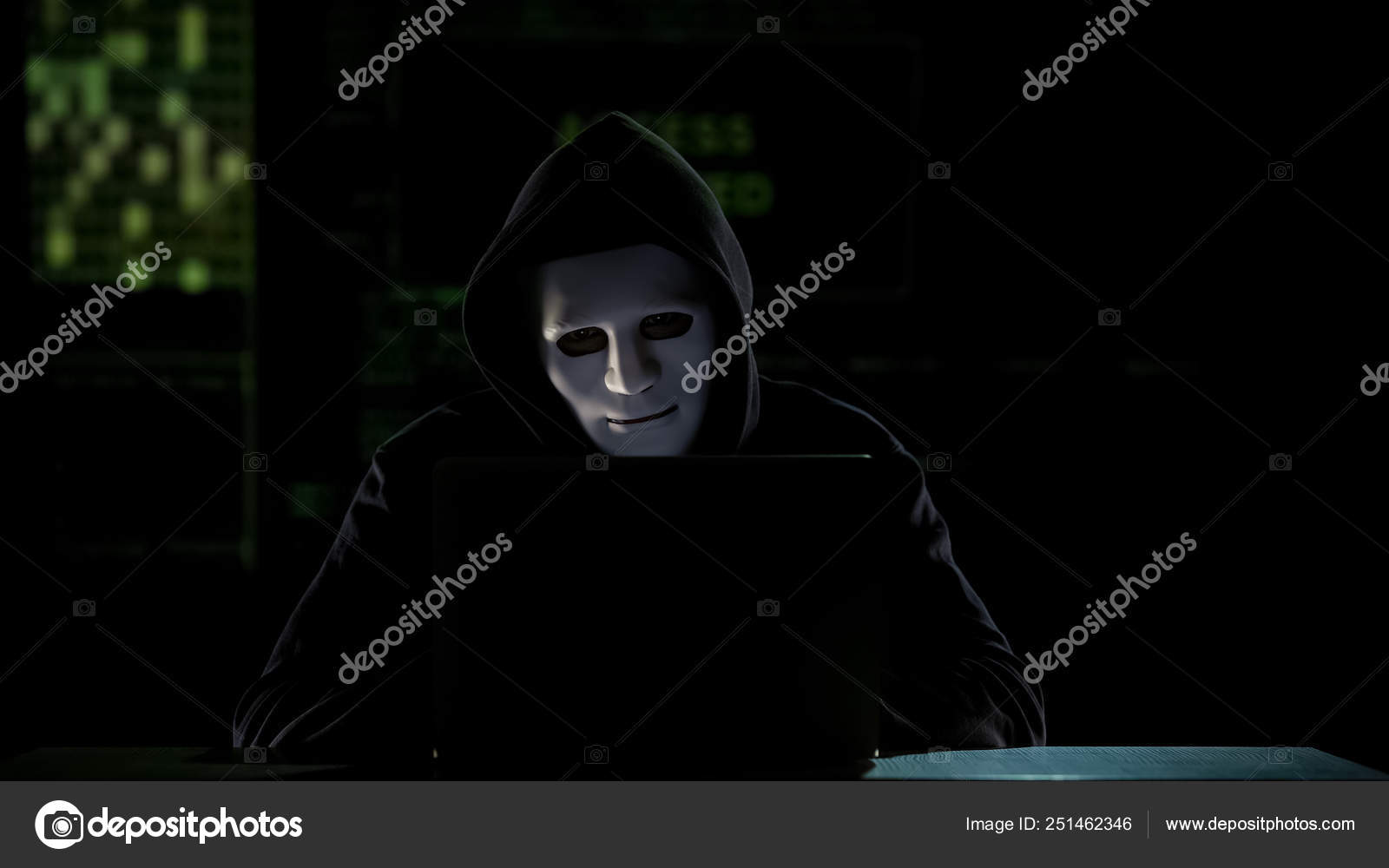 Man Mask Cracking Codes Laptop Falsification Elections Vote Rigging ...