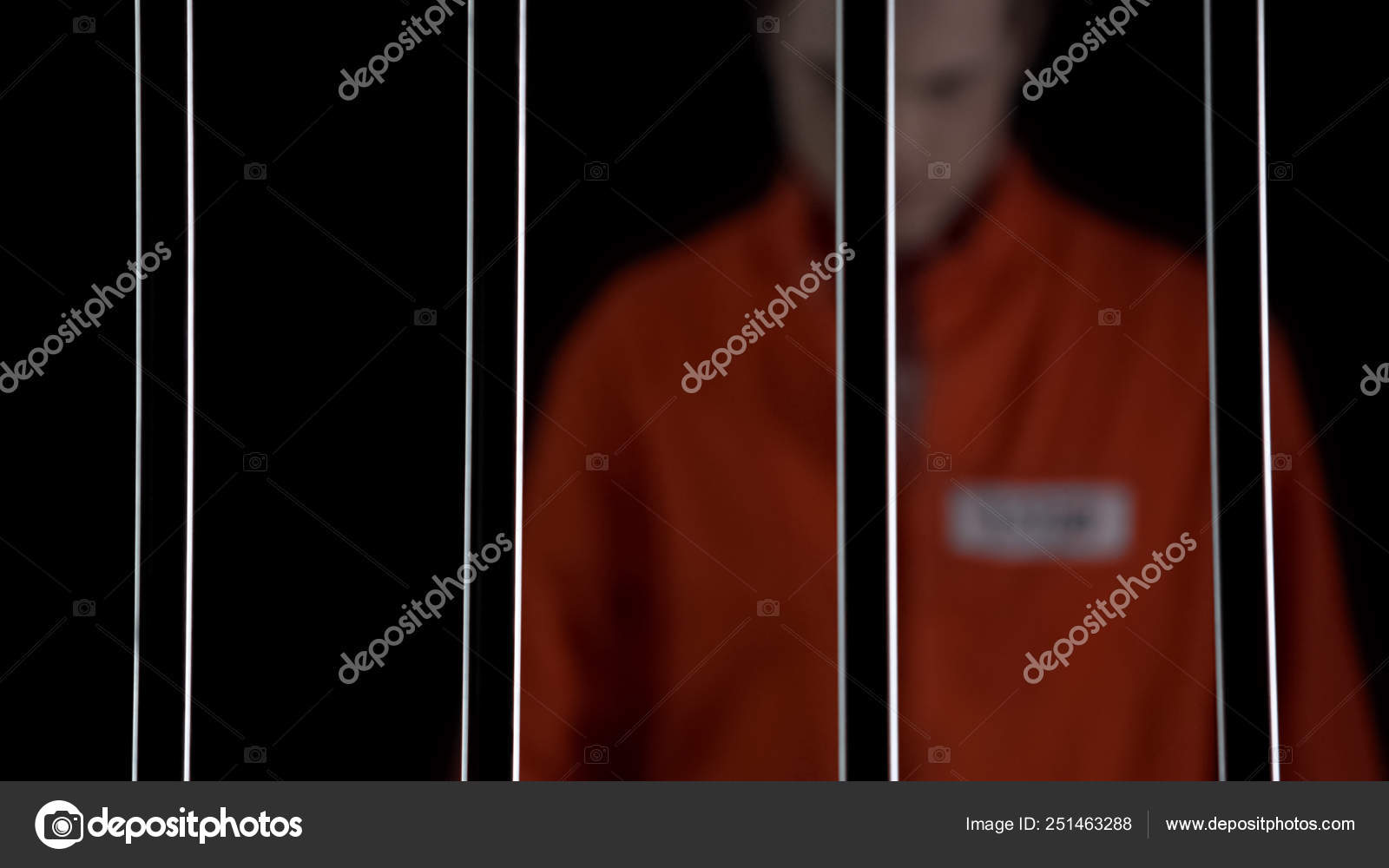 Sad Convict Standing Prison Bars Feeling Regret Committed Crime Stock ...