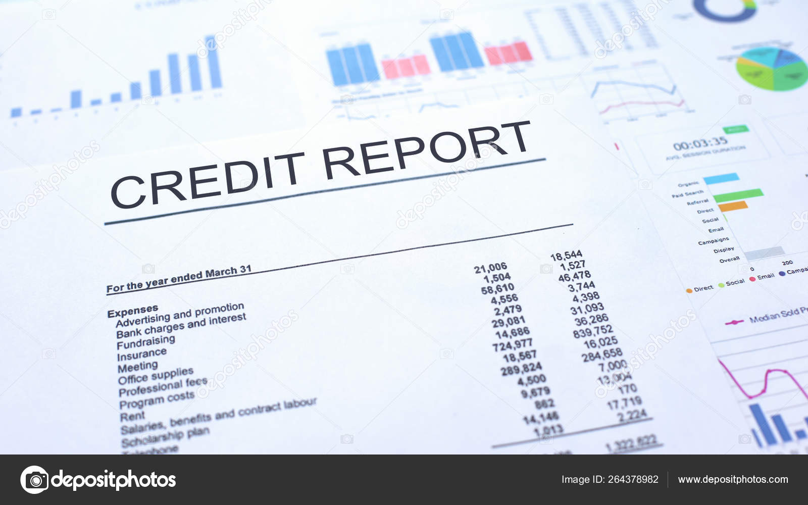 Credit Report Lying Table Graphs Charts Diagrams Official Document ...