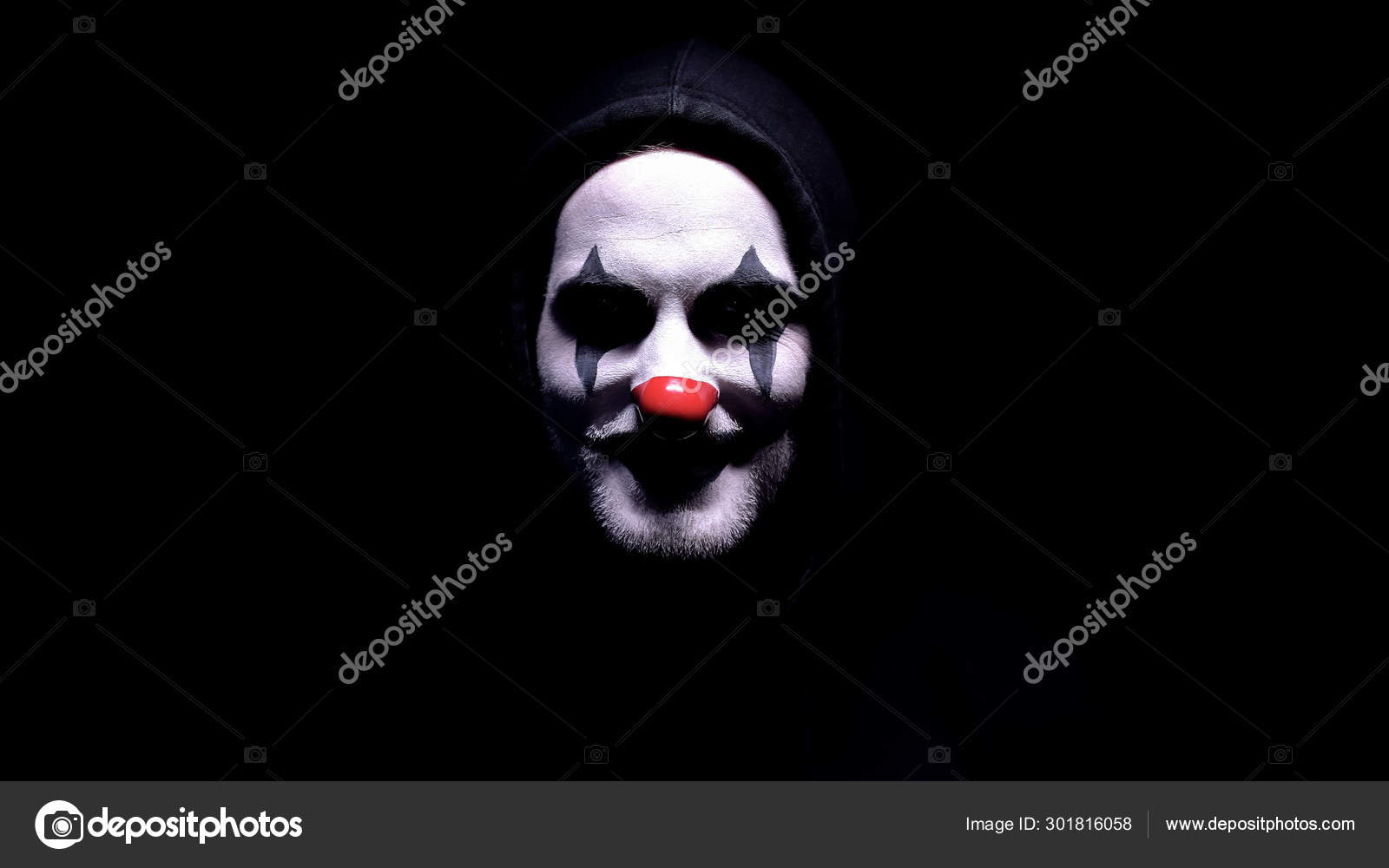 Maniac Spooky Clown Face Angrily Smiling Camera Psycho Threatening ...