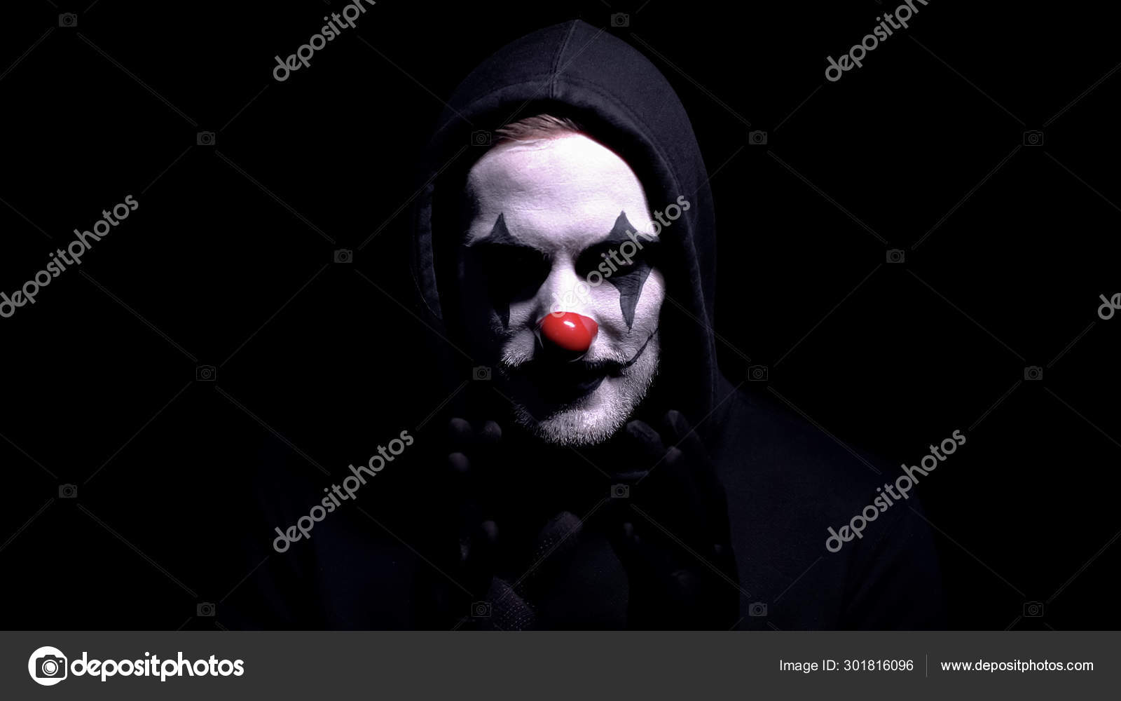 Crazy Man Spooky Clown Mask Staring Camera Murder Robbery Threat ...