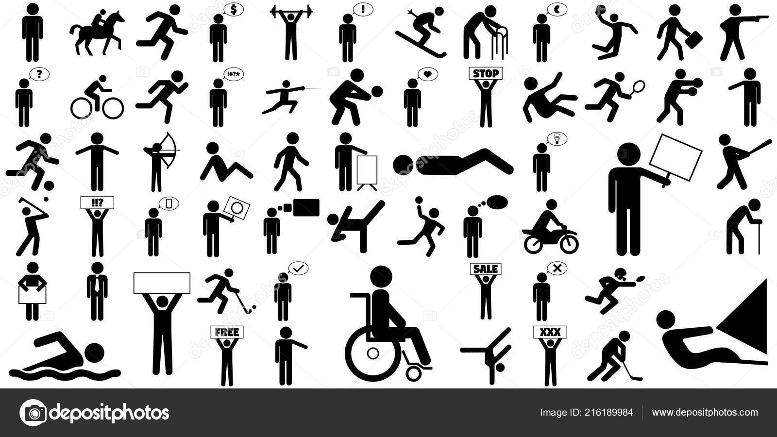Large Set Different Stick Figure Icons Stock Vector Image By ©malachy666 216189984