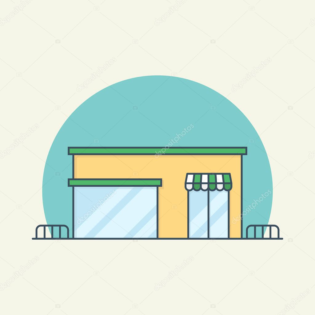 Ilustración del vector del icono del centro comercial. Concepto de edificio comercial. Centro ...