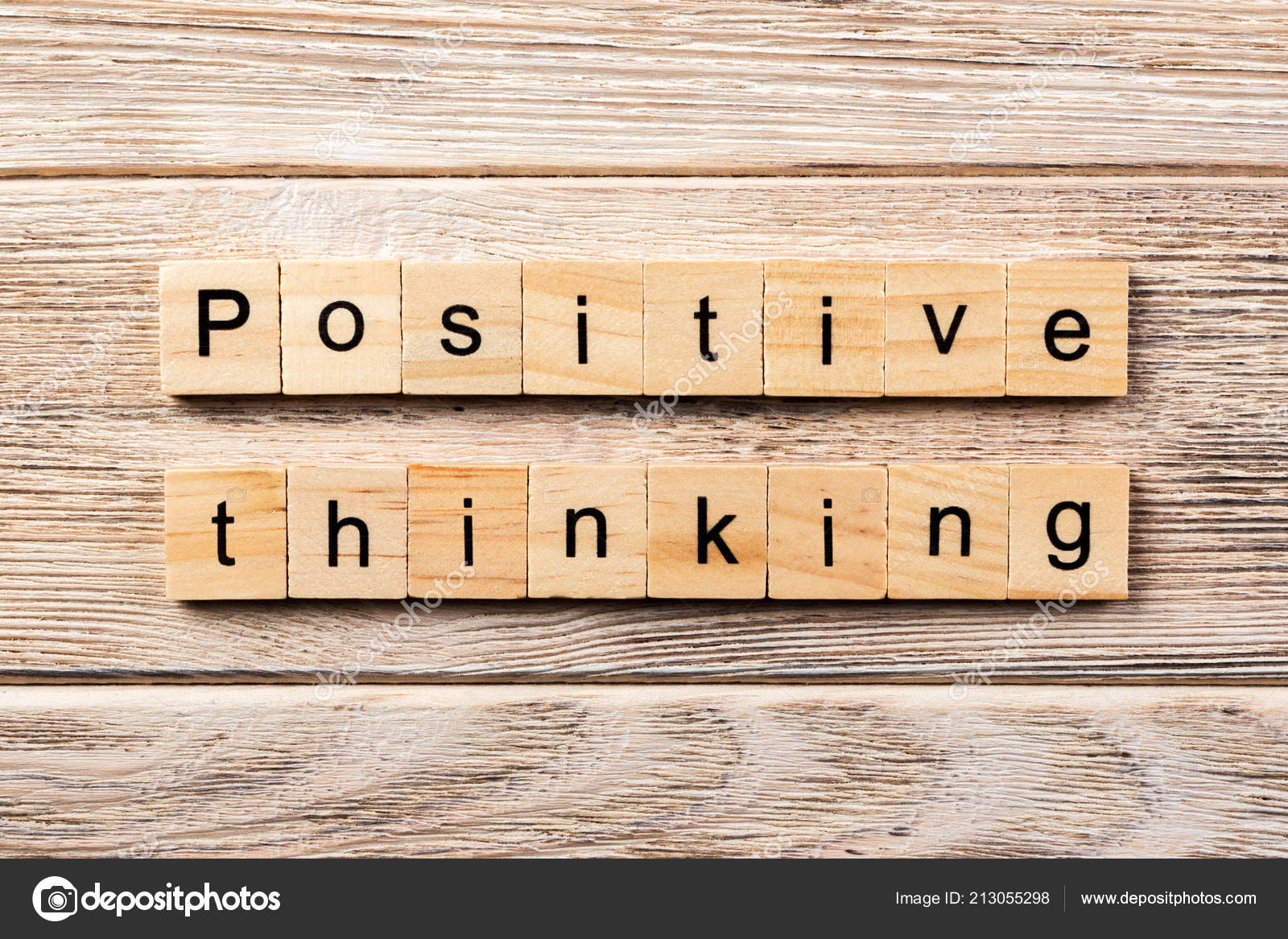 Positive Thinking Word Written Wood Block Positive Thinking Text Table ...