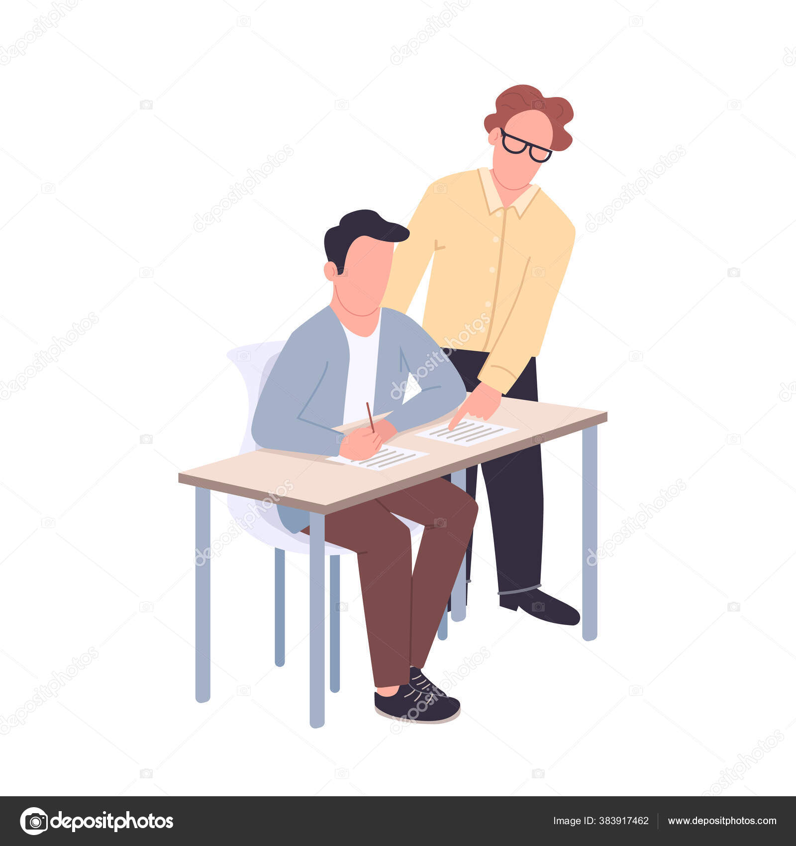 Estudiante y profesor vector de color plano caracteres sin rostro ...