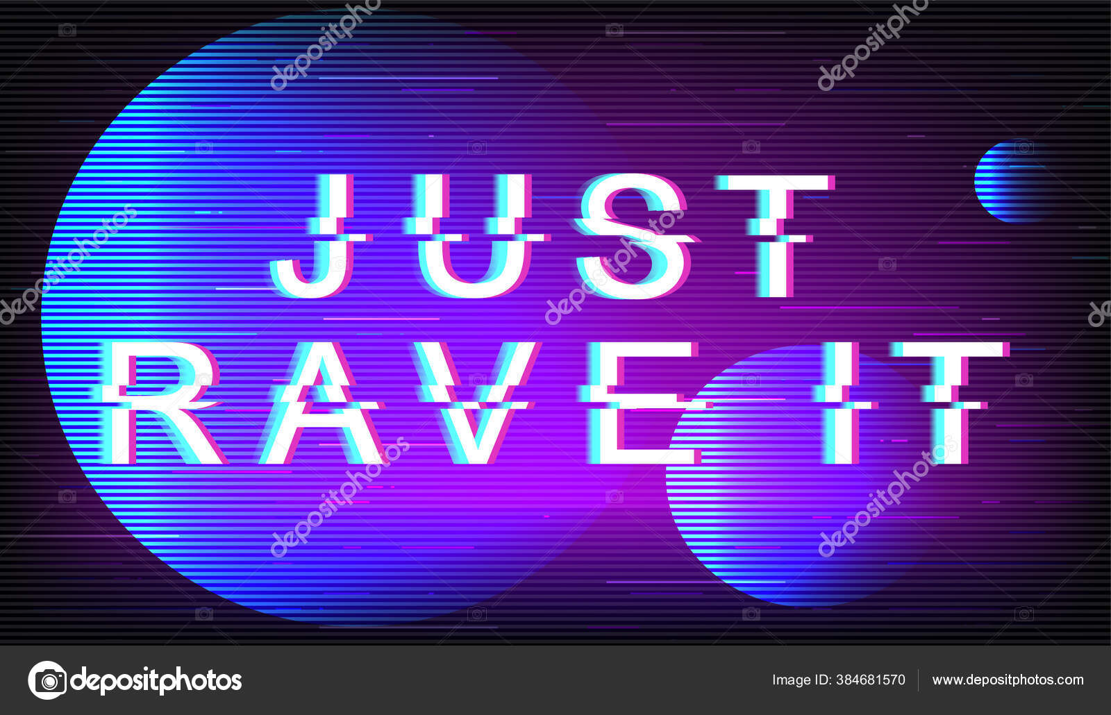 Just rave it glitch phrase. Retro futuristic style vector typography on ...