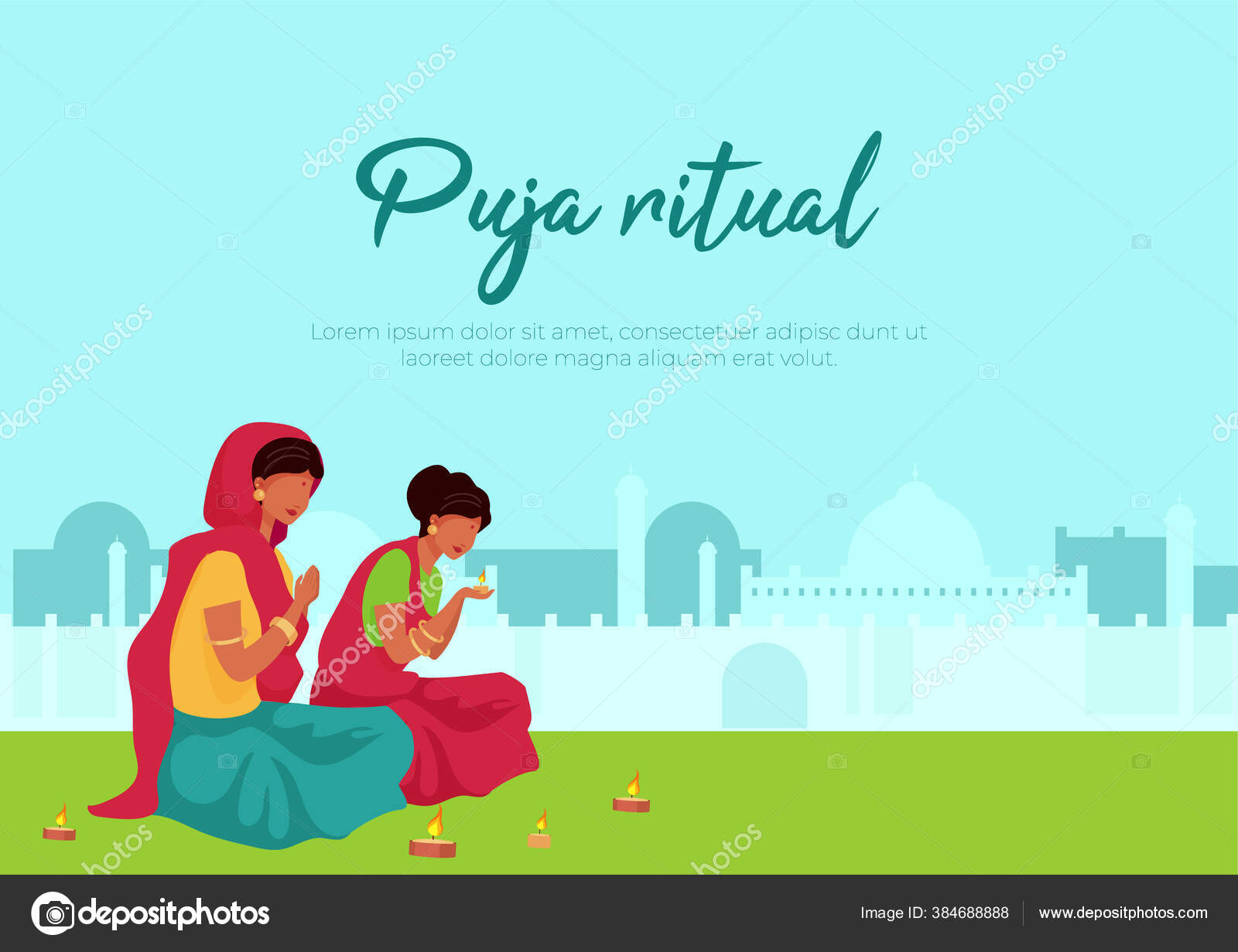 Puja ritual poster flat vector template Stock Vector by ©TheImg 384688888