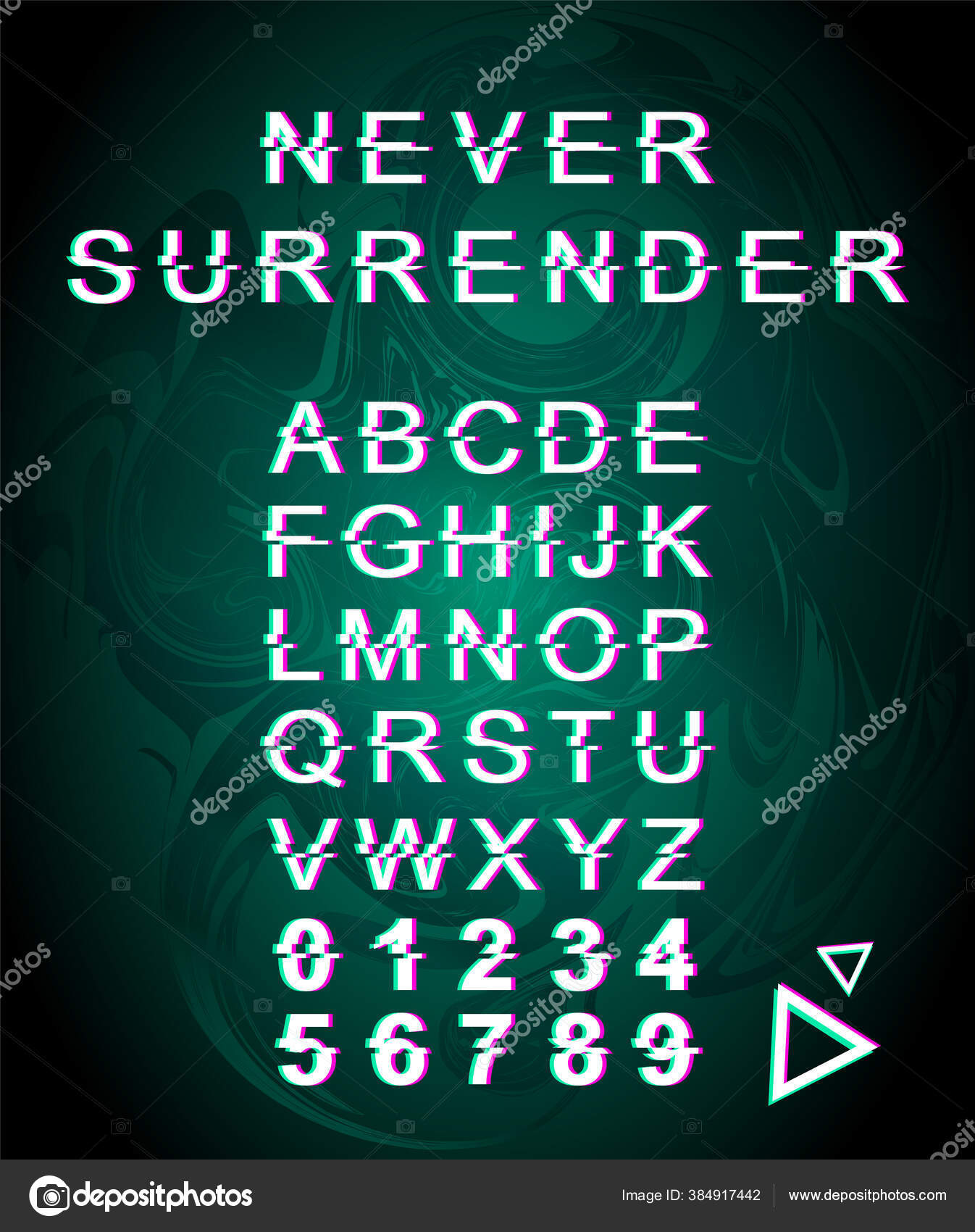 Never Surrender Glitch Font Template Retro Futuristic Style Vector ...