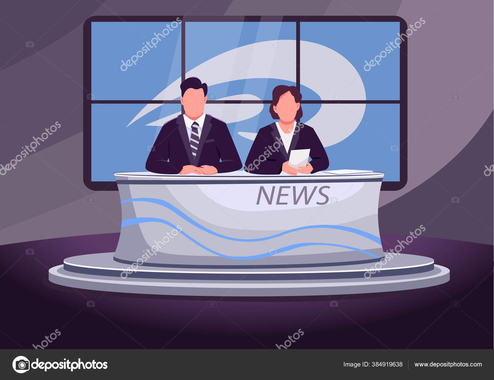 Notícia Última Hora Ilustração Vetorial Cor Plana Jornalistas ...