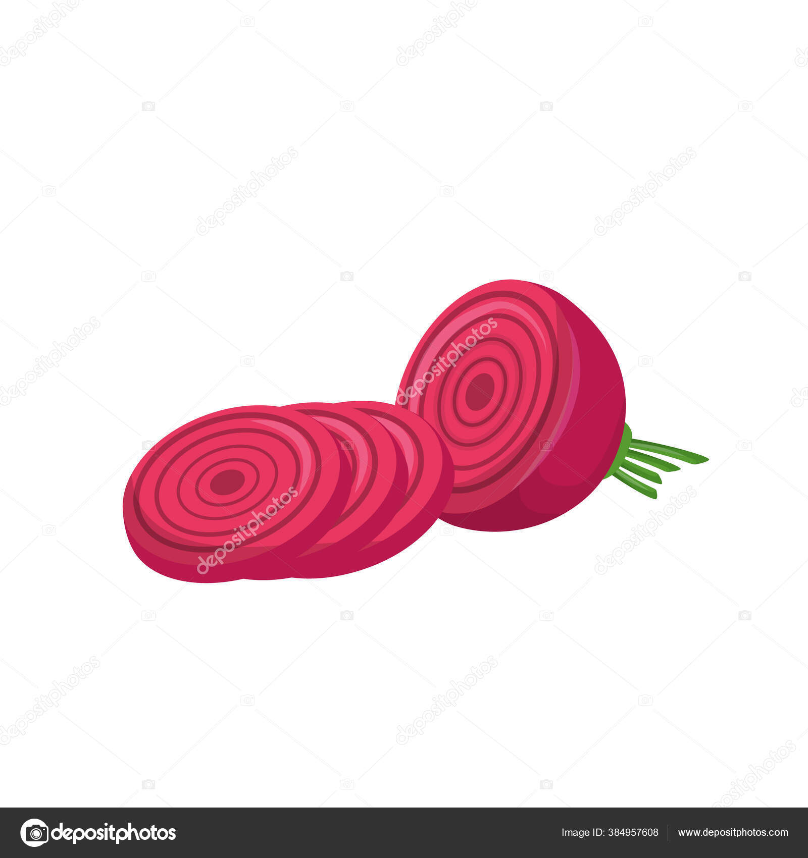 Sliced Beetroot Cartoon Vector Illustration Red Beet Raw Vegetable ...