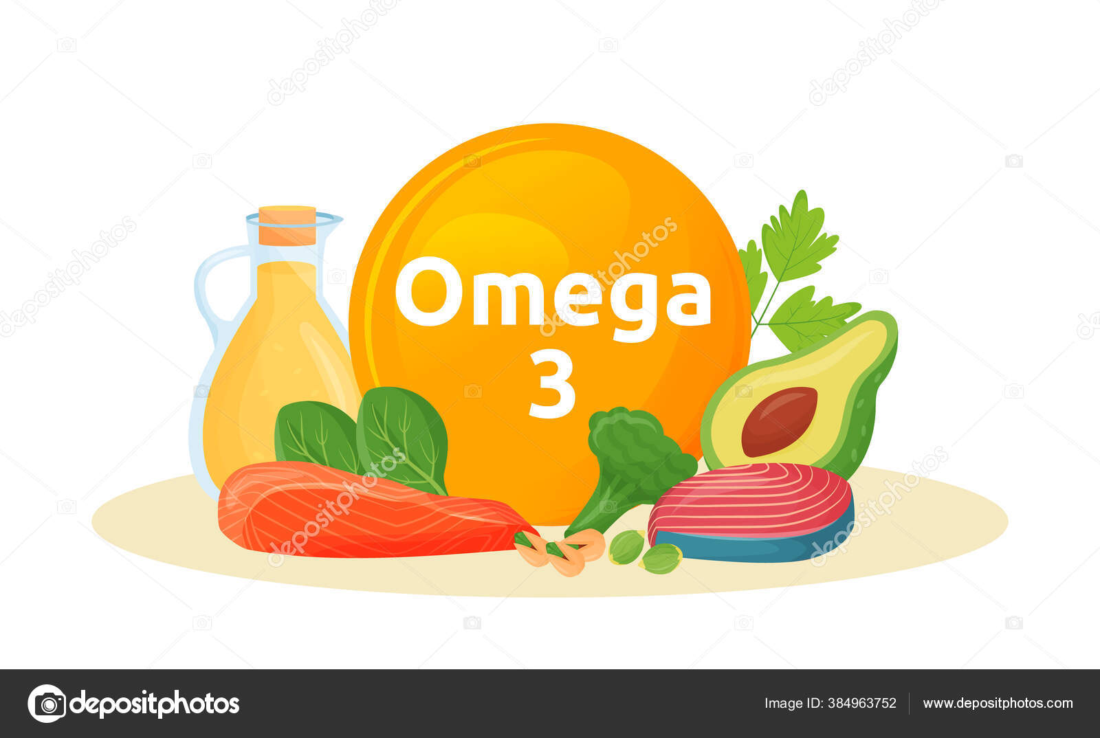 Products Reach Omega Cartoon Vector Illustration Polyunsaturated Fatty ...