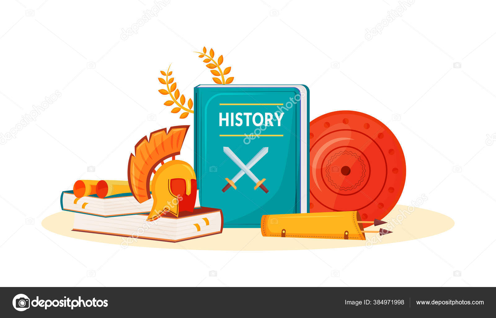 History Flat Concept Vector Illustration School Subject Historical Book ...
