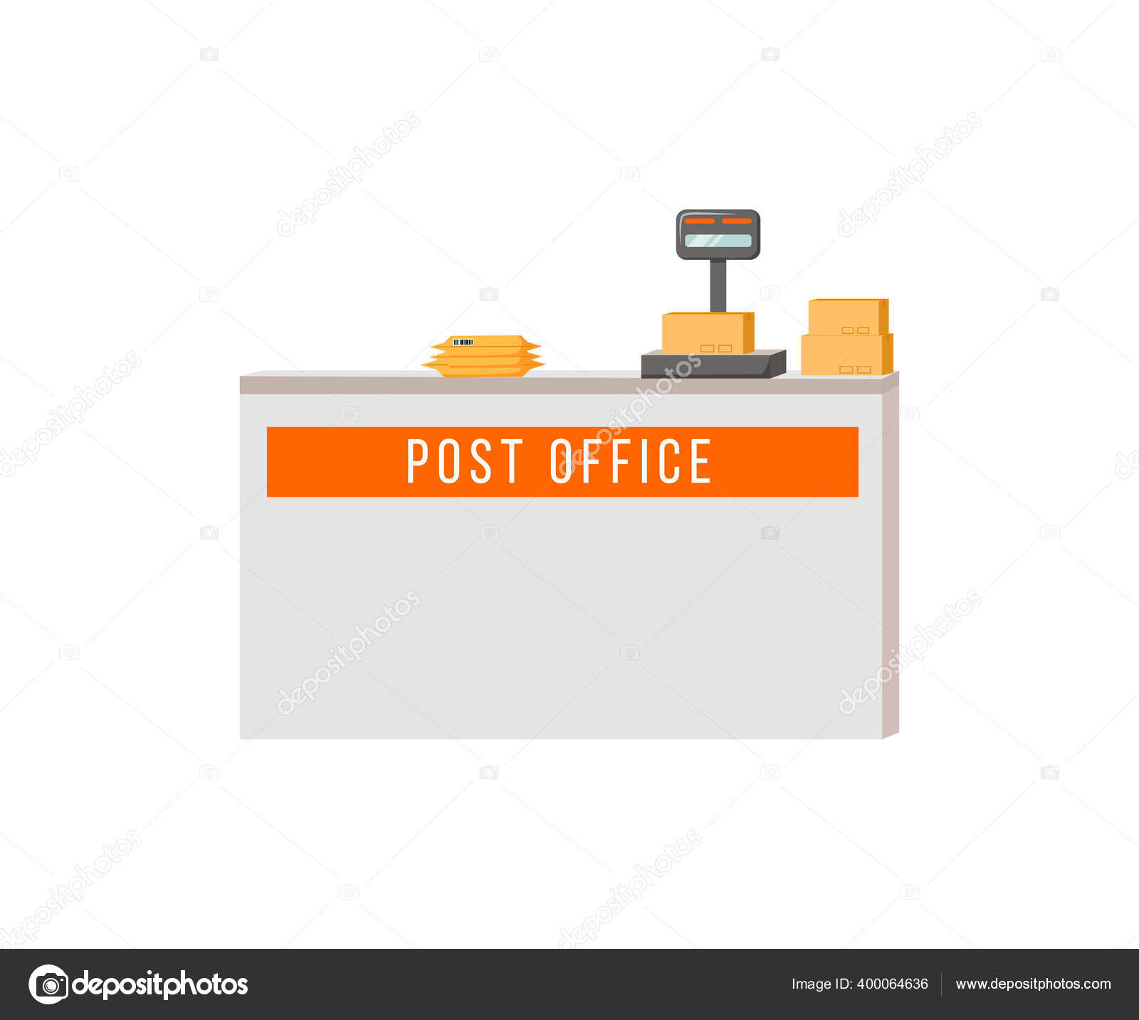 Post Office Counter Flat Color Vector Object Parcels Administration ...