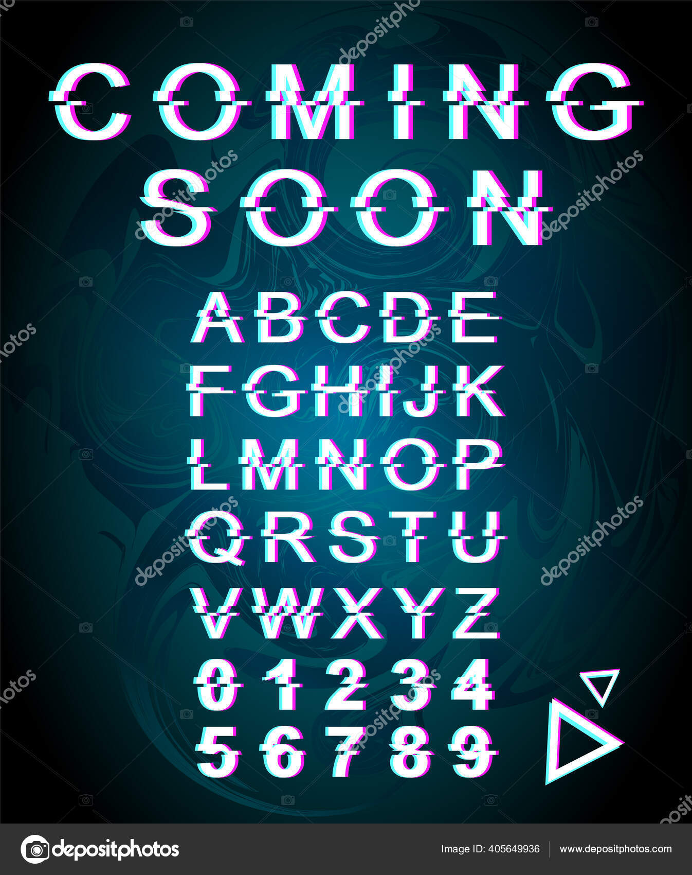 Coming Soon Glitch Font Template Retro Futuristic Style Vector Alphabet ...