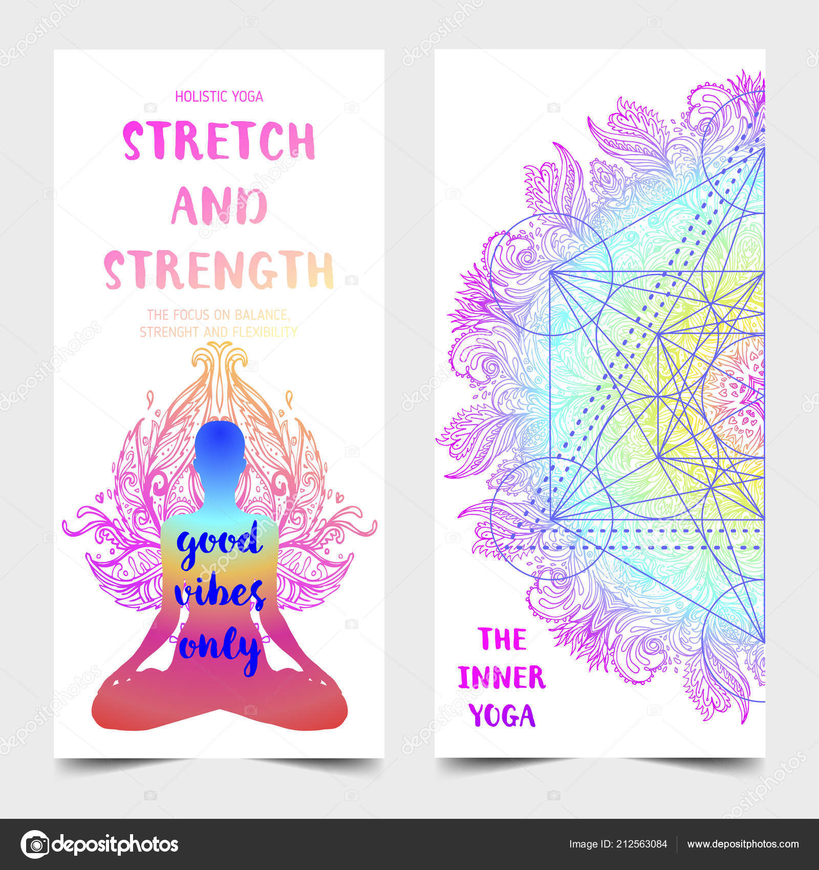 Stretch Strength Yoga Card Design Colorful Template Spiritual Retreat ...