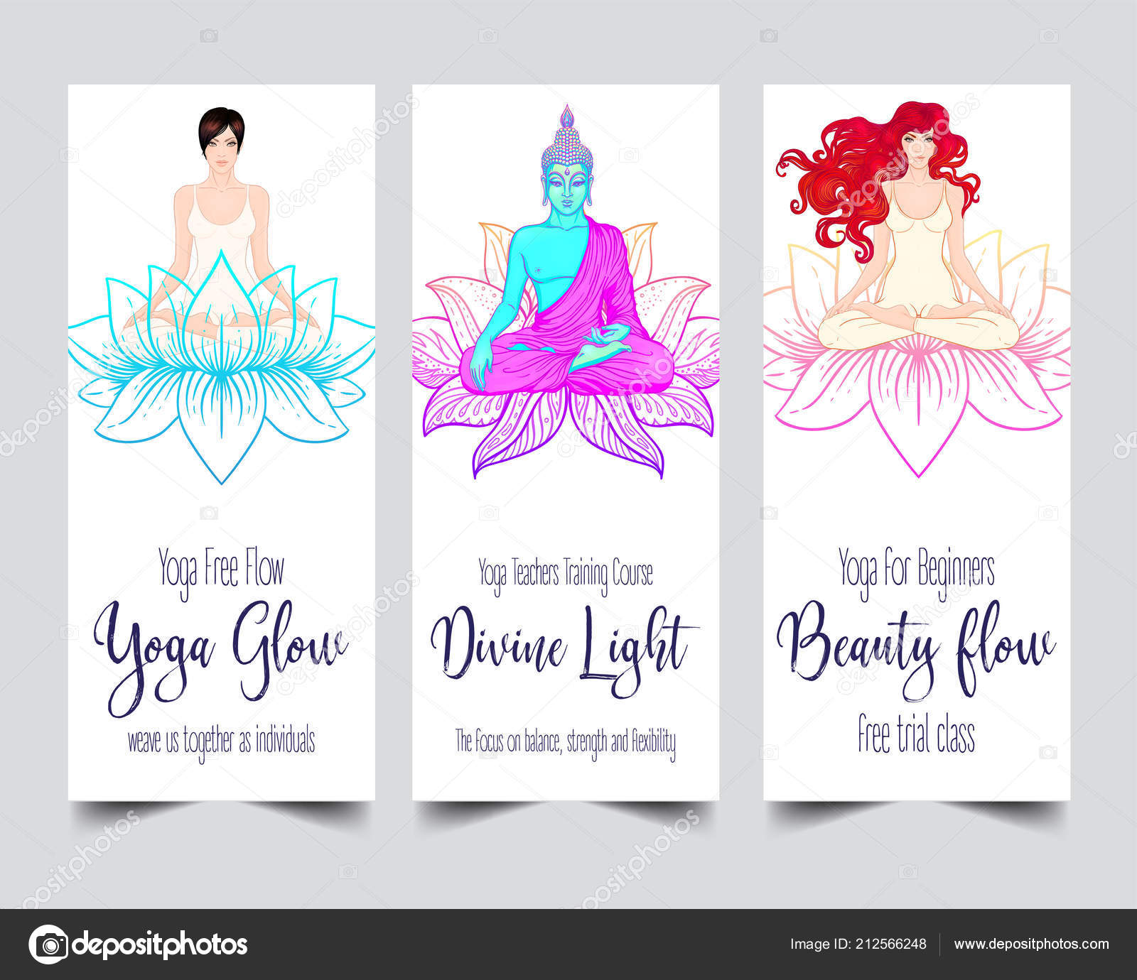 Stretch Strength Yoga Card Flyer Poster Mat Design Colorful Template ⬇ ...