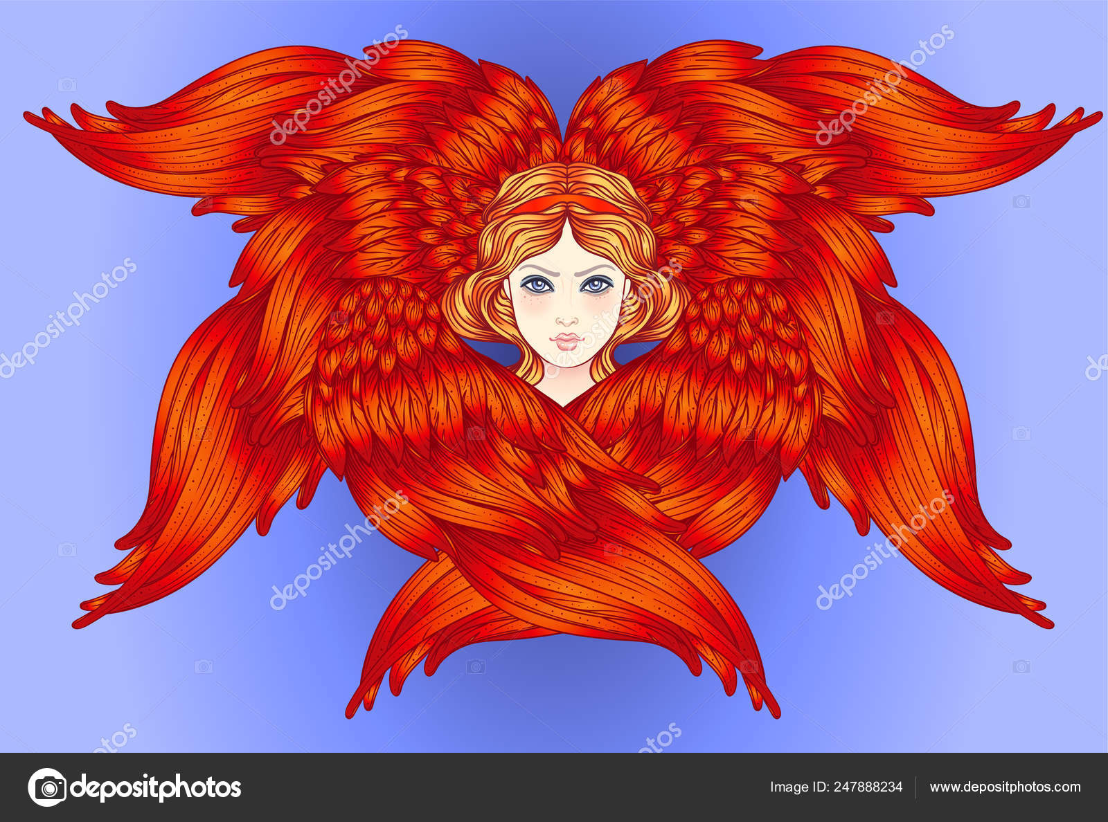 Serafim Seis Anjos Alados Isolado Mão Desenhado Ilustração Vetorial ...