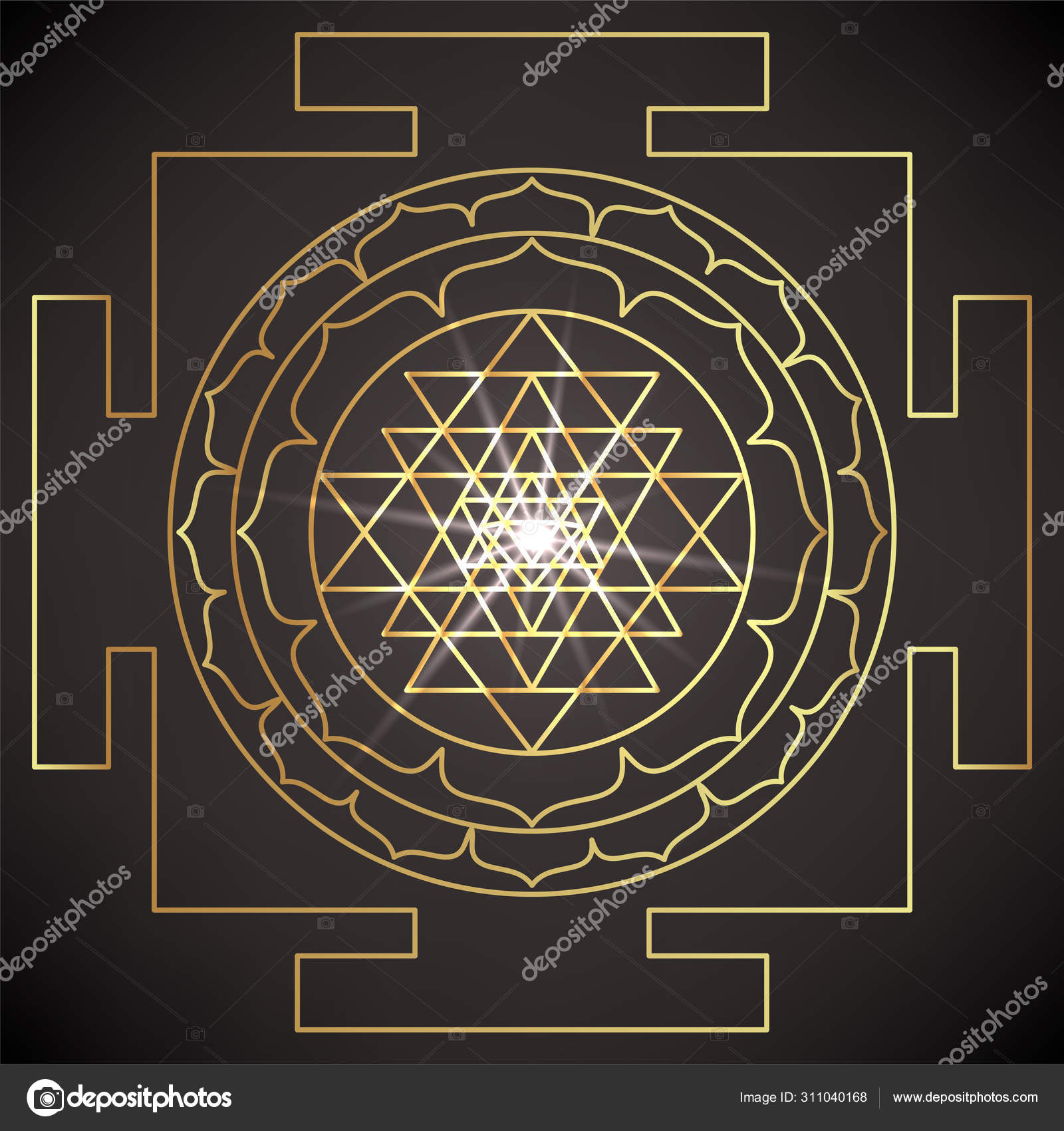 The Sri Yantra or Sri Chakra, form of mystical diagram, Shri Vid Stock ...