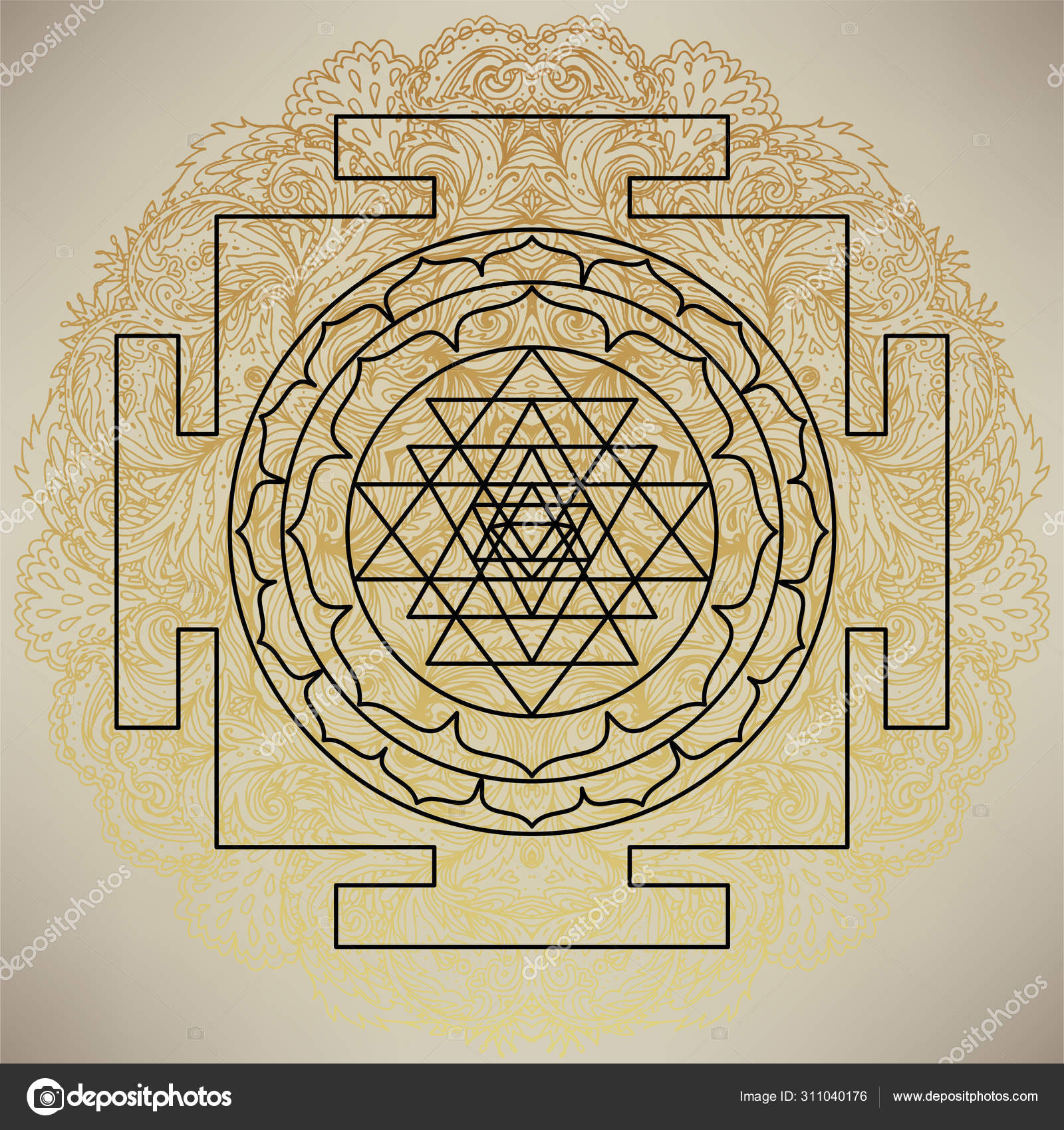 The Sri Yantra or Sri Chakra, form of mystical diagram, Shri Vid Stock ...