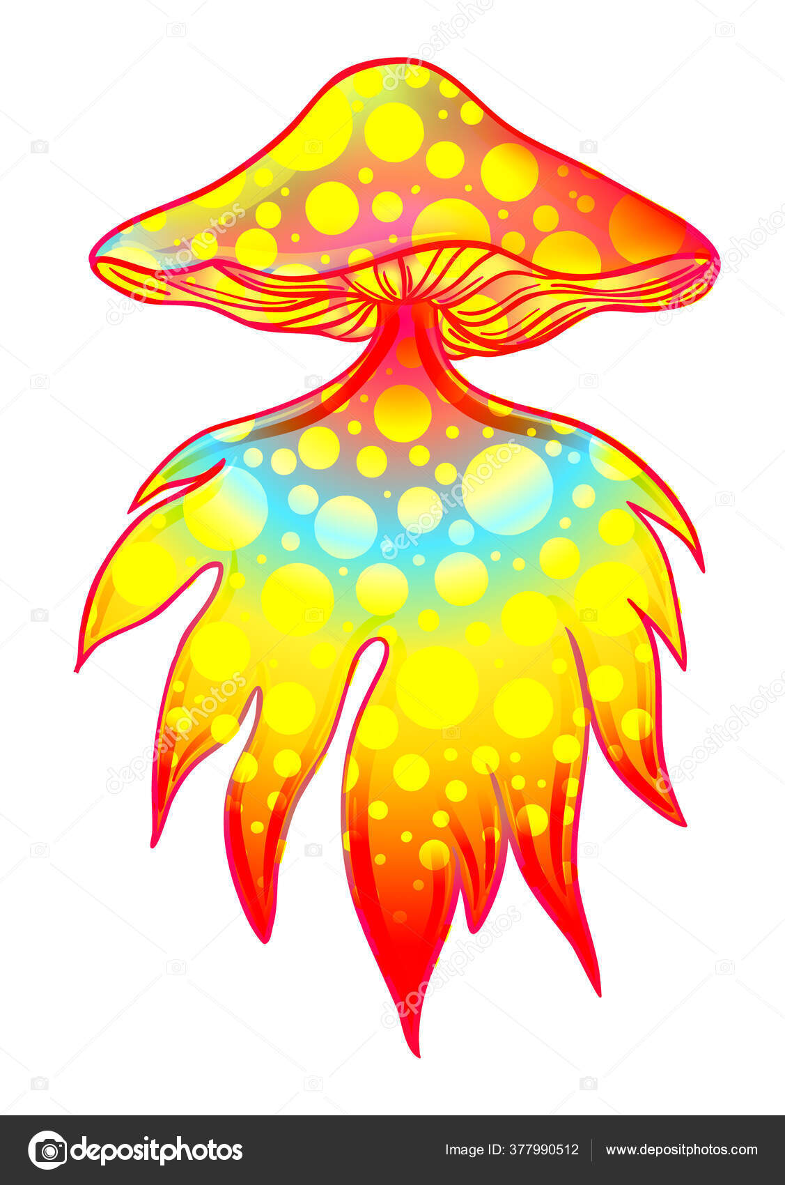 Magic mushrooms. Psychedelic hallucination. Vibrant vector illustration ...