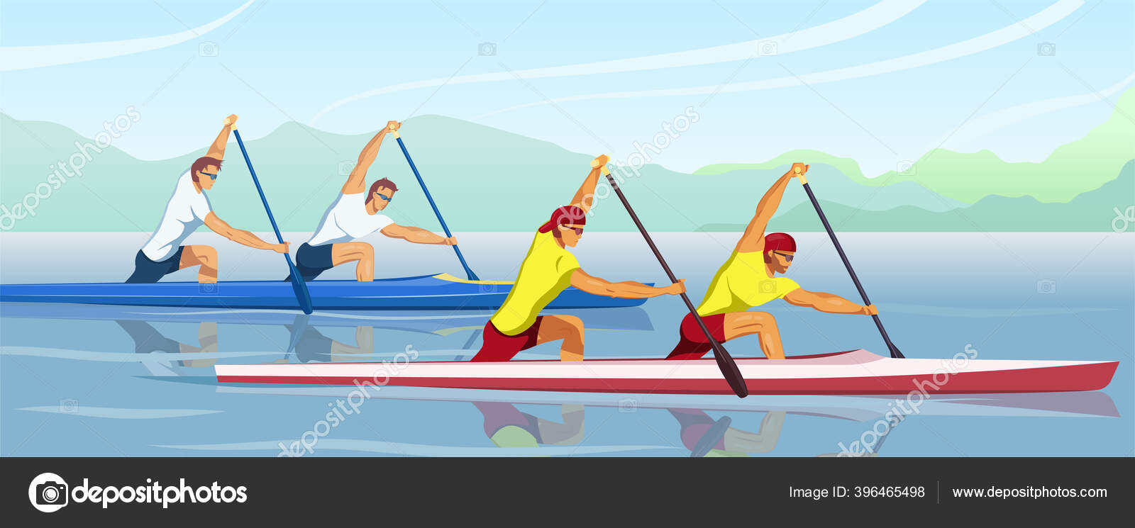 Canoeing sprint race competition between male teams. Stock Vector Image ...