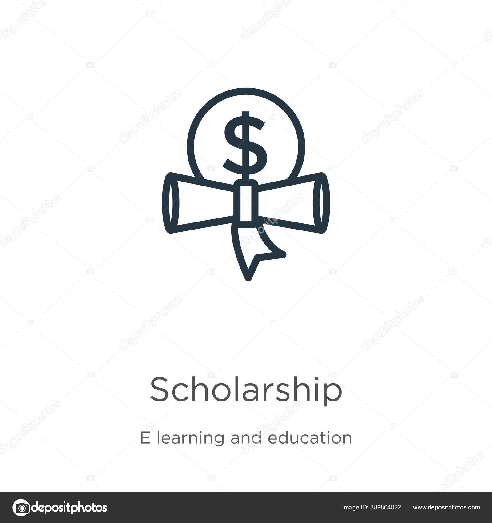 Scholarship Icon Thin Linear Scholarship Outline Icon Isolated White ...