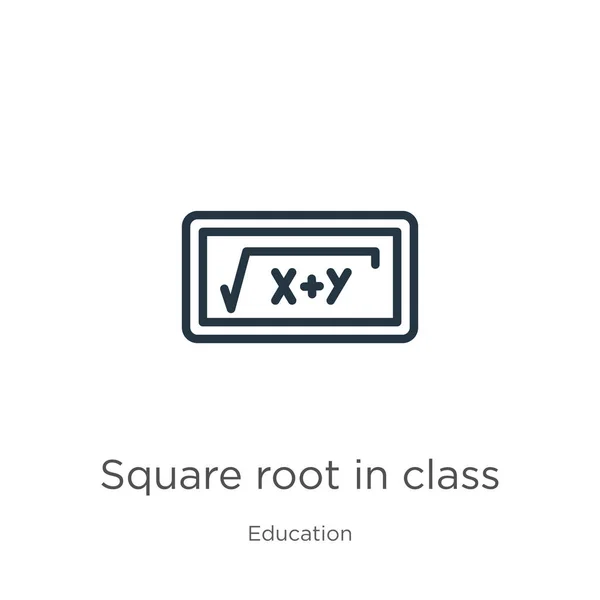 Raíz cuadrada en el icono de clase. Raíz cuadrada lineal delgada en el ...