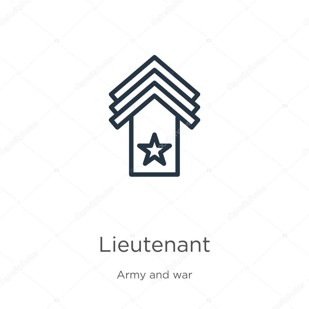 Icono de teniente. Icono delgada teniente lineal contorno aislado sobre ...